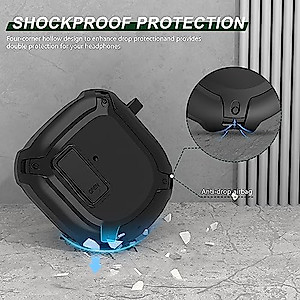 Halunbaby for Bose QuietComfort Earbuds II (2022)& New Bose QuietComfort Ultra Case Cover with Secure Lock Clip Super Protective Hard Shell Shockproof Cover with Carabiner for Men Women Gift (Black)