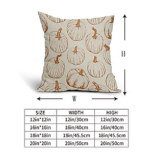 Aytipun Fall Pillow Covers 18x18 Set of 2 Burnt Orange Pumpkin Autumn Thanksgiving Harvest Decorative Throw Pillows Outdoor Cushion Case Sofa Couch Bed Decor
