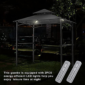 OUTDOOR WIND Grill Gazebo 8x5 BBQ Gazebo Canopy with LED Light,Grey