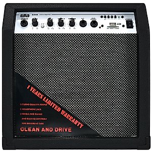 EMB GA80 350 Watts 8" Electric Guitar Amplifier Speaker Portable Powerful Studio and Stage Cabinet PreAMP – with Built in Headphone Jack and 2 Inputs and SD USB AUX Bluetooth (Black)