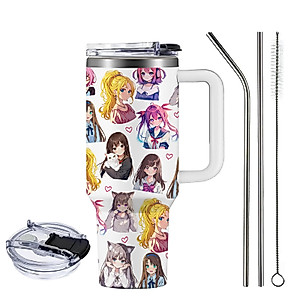 NIAXAUYT Anime Gifts for Women Girls, 40oz Just A Girl Who Really Loves Anime Tumbler With Handle, Birthday Gifts for Anime Lovers/Fans Girls Cup, Anime Themed Gifts Ideas for Teen Sister Friends Mug
