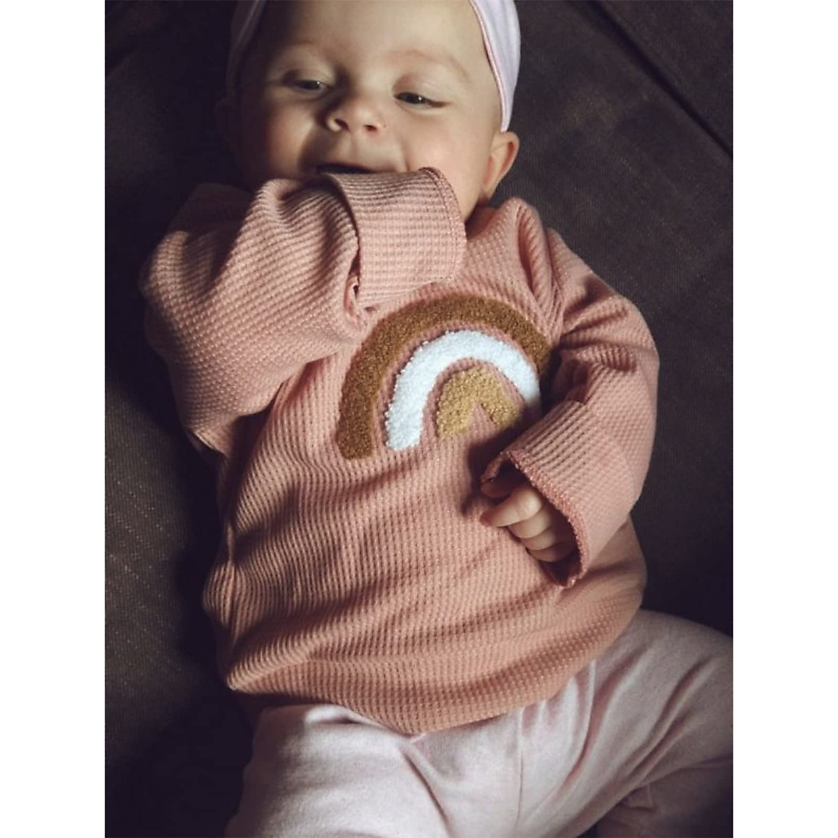 Kulcerry Infant Baby Boy Girl Rainbow Sweatshirt Crewneck Pullover Sweater Long Sleeve Shirt Fall Winter Clothes (Pink, 9-12 months)