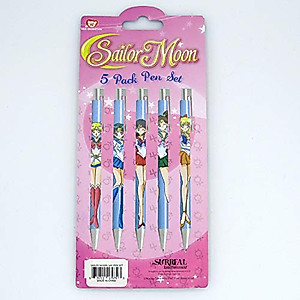 Sailor Moon Pen Set Featuring Sailor Mercury, Mars, Jupiter, Venus and Sailor Moon Set of Five