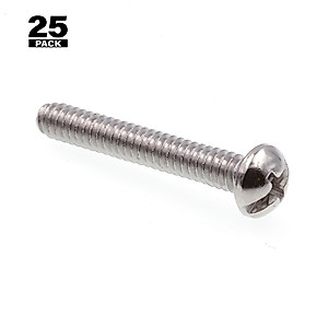 Prime-Line 9004709 Machine Screw, Round Head, Slotted/Phillips Combo, #10-24 X 1-1/4 in, Grade 18-8 Stainless Steel, Pack of 25