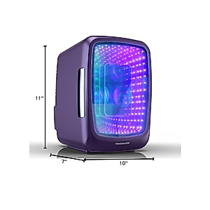 Frigidaire Mini Fridge Cooler, Holds Up to 6 Cans, Portable Fridge for Car, Office, Bedroom, Dorm Room, or Cabin, Gaming Light Up Mini Beverage Refrigerator - 9.84"D x 7.09"W x 10.35"H (Purplehaze)