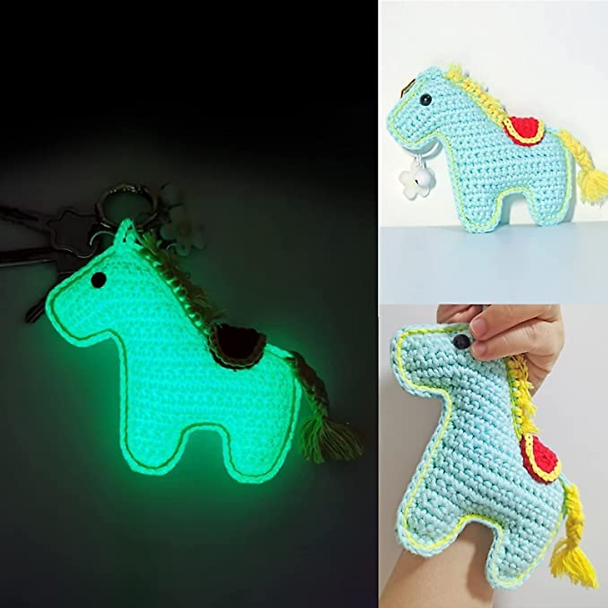 4 Pcs Glow in The Dark Yarn, Sewing Supplies,(55yd 50m) for Crocheting for DIY Arts, Crafts & Sewing Beginners Glow in The Dark Party (White Lemon Yellow Light Blue Light Green Green)