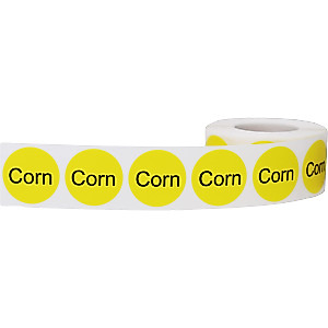 Yellow Corn Deli Labels 1 Inch Round Circle Dot 500 Total Adhesive Stickers