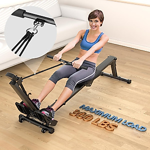 Rowing Machines for Home Use, Row Machine with LCD Monitor and Comfortable Seat Cushion, Rowing Machine Foldable for Home - Quiet & Smooth