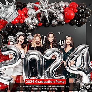 Red and Black Balloon Garland Arch Kit with Silver Red and Black Balloons for Anniversary Graduations Red and Black Birthday Decorations for Men Women