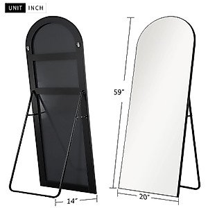 MIRUO Full Length Mirror, 59" x 20", Standing Hanging or Leaning Against Wall Floor Mirrors Body Dressing Wall-Mounted for Living Room, Bedroom with Aluminum Alloy Thin Frame, Silver.