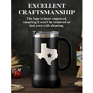 Onebttl Texas Gifts for Men Women, Texas Themed Souvenirs Travel Homesick Gift, Stainless Steel Beer Stein Tumbler, 24oz Beer Mug with Lid