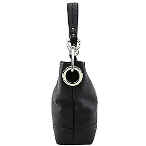 Hobo Shoulder Bag with Big Snap Hook Hardware (Black)