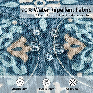 Magpie Fabrics Outdoor/Indoor Tufted Seat Cushion with Ties Set of 2, 19"x19" Waterproof Patio Chair Pads Tatami Floor Pillow for Garden Balcony Office Decor (Morgan Medal Blue)