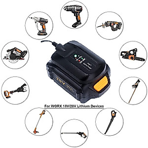WA3742 Battery Charger for Worx 20V MAX Lithium PowerShare Battery WA3520 WA3525 WA3578 WA3732 WA3875 WA3881 WA3512.1