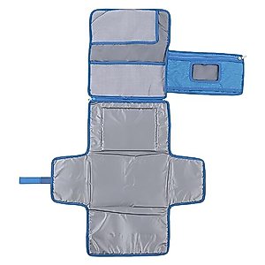 Portable Diaper Changing Pad, Foldable Detachable Travel Changing Pad with Smart Wipes Pocket and Head Cushion Portable Baby Changing Mat for Baby Shower Gifts Newborn (Blue)