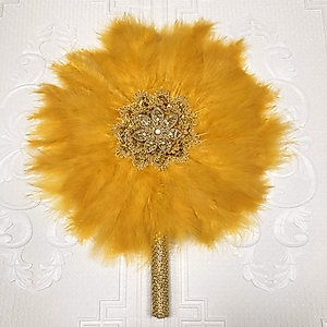 1pcs One-Side African Turkey Feather Hand Fan for Bridal Wedding Handmade Nigerian Eventaille Marriage Hand Fan - One Sided Hand Fan