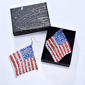 American Flag Earrings for Women Patriotic Independence Day 4th of July Drop Dangle Earrings Hook Earrings Fashion Jewelry (Alloy Mesh)
