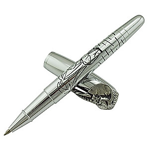 erofa Fuliwen Rollerball Pen, Silver Stainless Steel Body Elephant Pattern Gift Pen