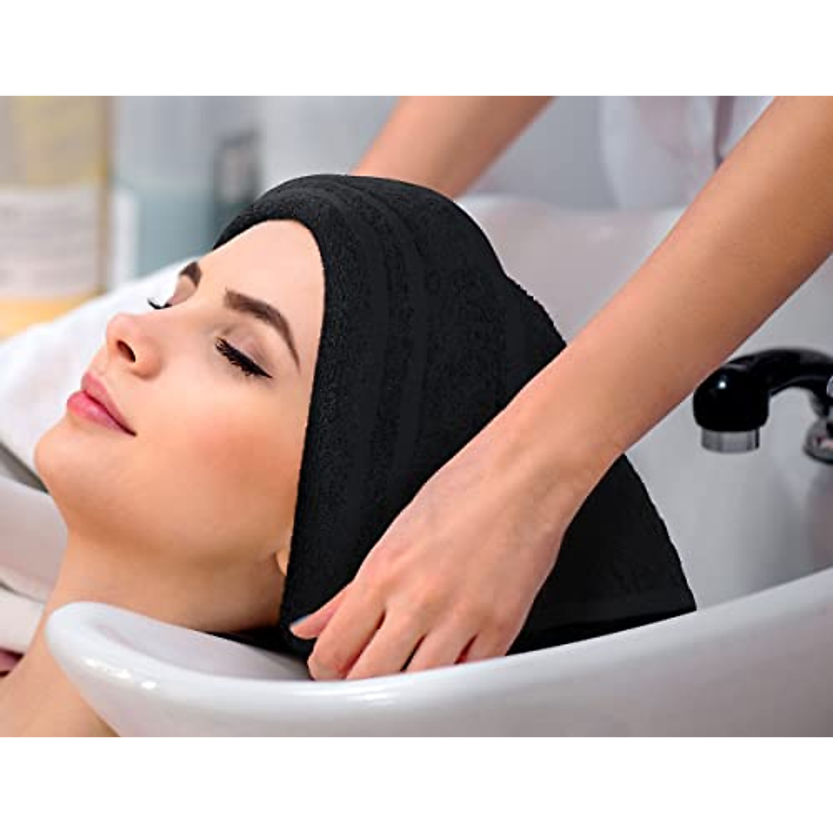 Utopia Towels Cotton Bleach Proof Salon Towels (16x27 inches) - Bleach Safe Gym Hand Towel (12 Pack, Black)