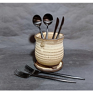 Cutlery holder, Ceramic silverware container, Kitchen cutlery organizer, Cutlery caddy, Pottery Utensil carrier, Table top utensil dish,