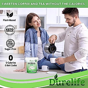 Durelife USDA organic erythritol sweetener, non gmo verified, Keto certified, No After Taste, Kosher, Zero Calorie Plant-Based Sugar Alternative (1, 5 LB (80 oz))