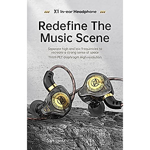 FEDAI Wired Earphones with Microphone X1 in Ear Monitors Headphones Earbud IEM Comfortable,Earfins,3.5mm Plug for Computer Mobile PC Game,Sport Earbuds for Workouts Running(Blue, with mic)