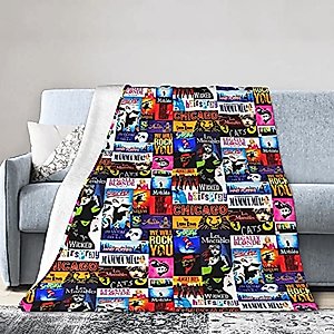 Broadway Musical Collage Blanket Cute Anime Fleece Throw Blankets and Throws for Couch Bed Sofa Office Ultra Soft Lightweight Plush Cozy Warm Flannel Blanket 60"X50"