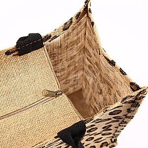 DINYAO Women Summer Beach Shoulder Bags Large Capacity Jute Shopping Tote 16.5x13x7 (Zebra)