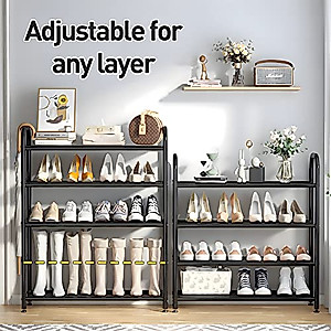 Huhote Shoe Rack 3 Tiers Freestanding Shoe Storage Shelf, Modern Shoe Organizer Multi-Purpose Use with Washable Polyester Fabric Storage Rack for Closet, Entryway, Hallway, Bedroom, Living Room