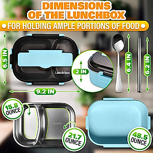Lunch Containers for Adults - Bento Lunch Box with Compartments for Hot Food Warmer - Hot Lunch Box Accessories for Adults - Stainless Steel Food Storage Container Lunch Box - Portable Lunch Warmer