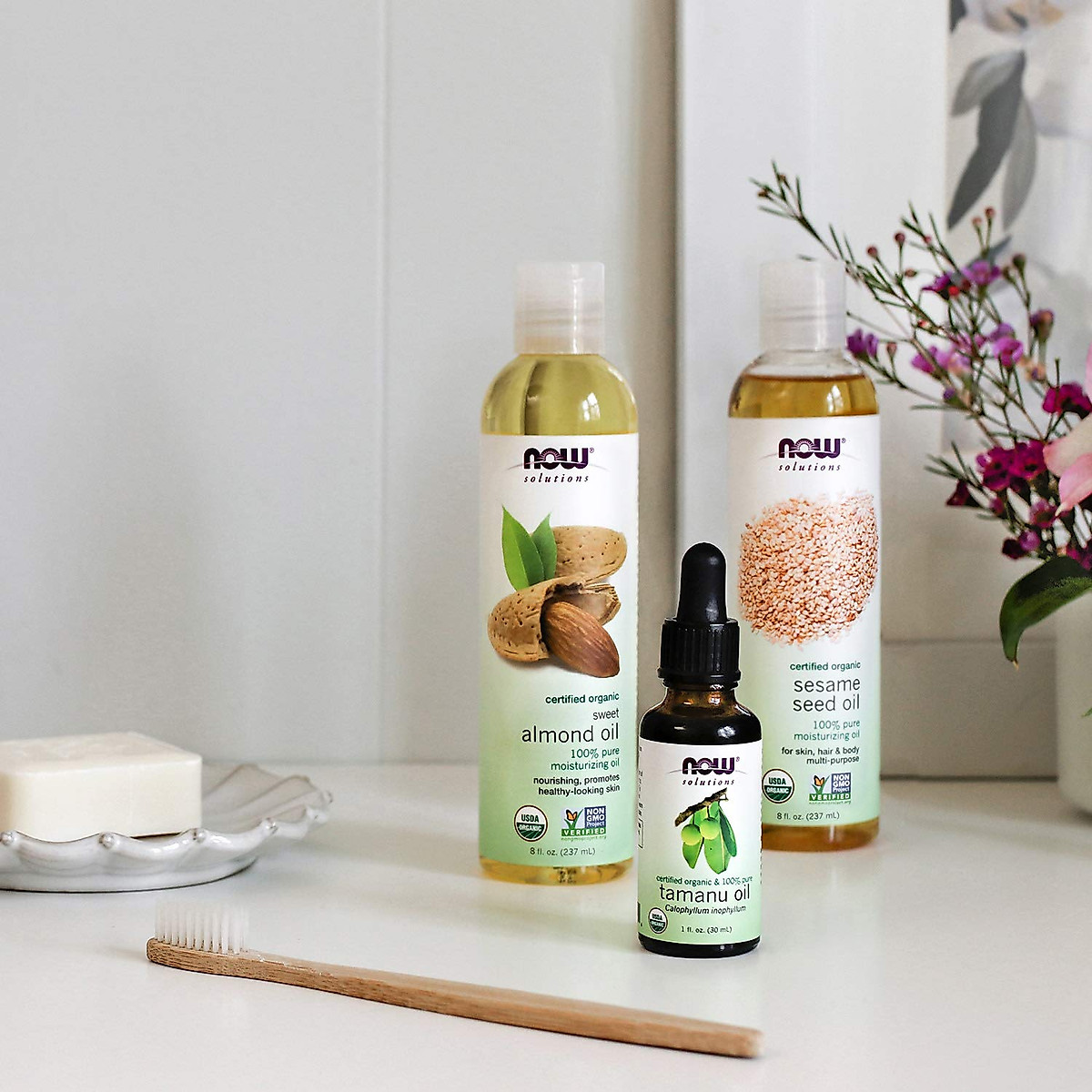 NOW Foods Solutions, Organic Sweet Almond Oil, 100% Pure Moisturizing Oil, Promotes Healthy-Looking Skin, Unscented Oil, 8-Ounce