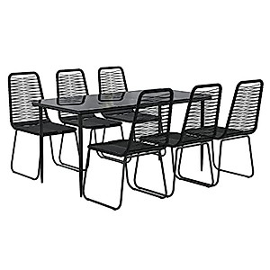 WFAUIBR Dining Set 7 Piece Patio,Patio Furniture Set,Lawn Chairs Set ，for Bedroom, Office, Teaching Building, Library, Flower Shop, Porch，Black/B,7 Piece 63"