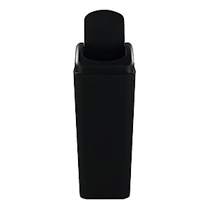 Uumitty 14 Litre Plastic Trash Can, Swing Top Garbage Can, Black, 1 Pack