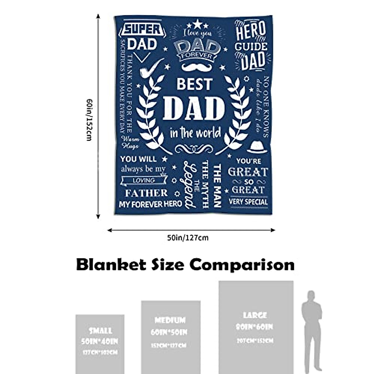 Henazin Gifts For Dad, Fathers Day Blankets For Dad, Dad Birthday Gift, Dad Gifts, Dad Throw Blanket 50"X60", Best Gift For Dad, Best Dad Ever Gifts, Dad Gifts From Daughter, Father Gifts, Daddy Gifts
