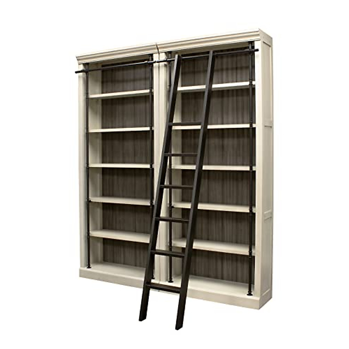 Martin Furniture Fully Assembled 8' Tall Bookcase Wall with Ladder Aged Chateau White (IMTE4094WKIT2PC)
