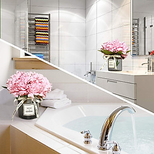 Rocinha Artificial Flowers with Vase Peony Fake Flowers Bouquet Faux Flowers in Vase for Wedding, Home, Living Room, Bathroom, Dining Table, Desk, Office, Garden Decoration