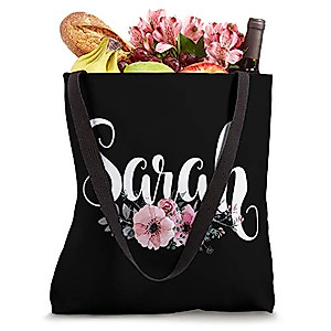 Sarah Name Personalized Floral Pink Black Women Girls Gift Tote Bag