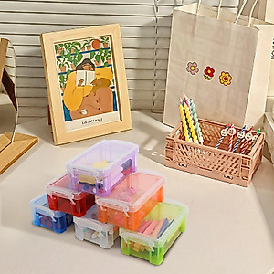 testyu Small Plastic Box, 4.3" X 2.3" X 1.5" Stackable Mini Plastic Storage Box with Lid, Clear Plastic Organizer Container for Jewelry Beads Small Crafts Items Accessories - 6 Pack