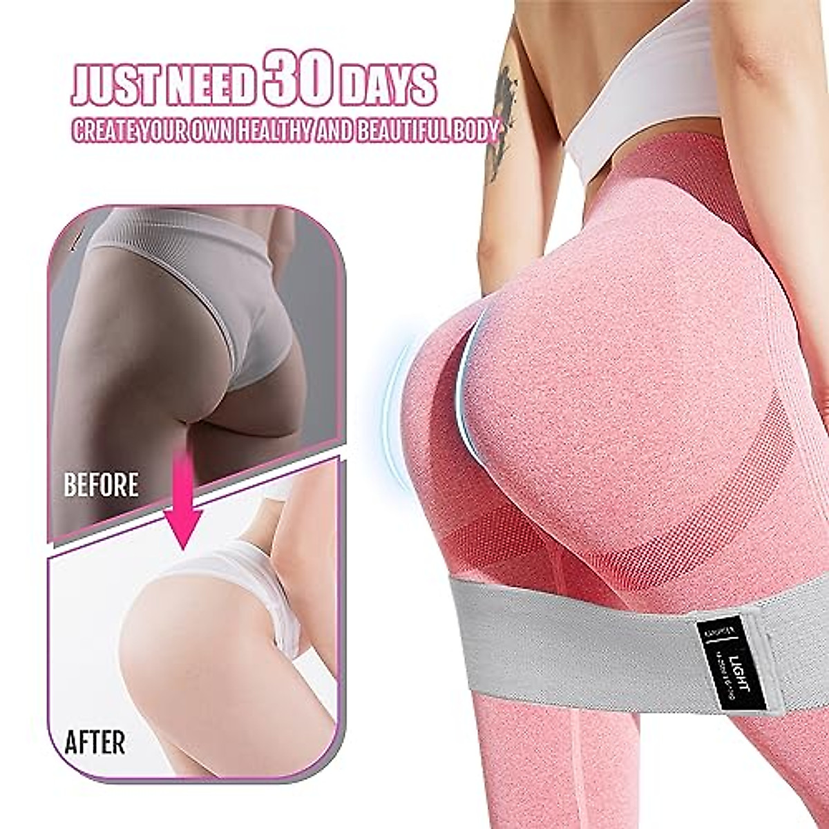 KANGFITER Fabric Resistance Bands for Working Out, 3 Level Non-Slip Booty Bands for Women and Men, Loop Exercise Bands Set for Leg and Glutes, Hip Elastic Bands for Home and Gym Fitness, Yoga, Pilates