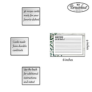 Shannon Road Gifts 4 x 6-Inch Cardstock Lined Recipe Cards, 36-Count, Vintage Kitchen