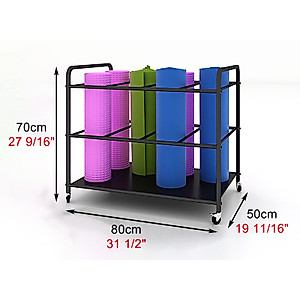 MTSON Yoga Mat Holder Flooring Yoga Mat Holder Rolling Cart, Large Capacity Home Gym Yoga Mat Storage Rack for Foam Roller, Fitness Accessories, Decoration
