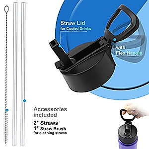 Akyta 24 OZ Water Bottle, Sports Vacuum Insulated Water Bottle with Straw lid, Keep Water cold/Hot, Double Walled Stainless Steel, Leakproof Wide Mouth Thermos Metal Water Bottles for Hiking Biking