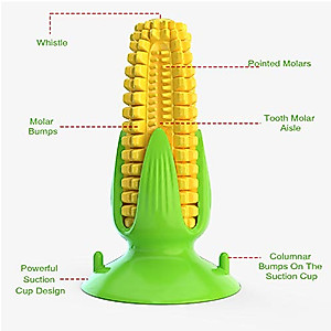 Carllg Puppy Teething Chew Toys, Dog Chew Toys - Corn Stick Tough Toys for Training and Cleaning Teeth, Squeaky Suction Cup Toothbrush Interactive Toy for Small Medium Dog