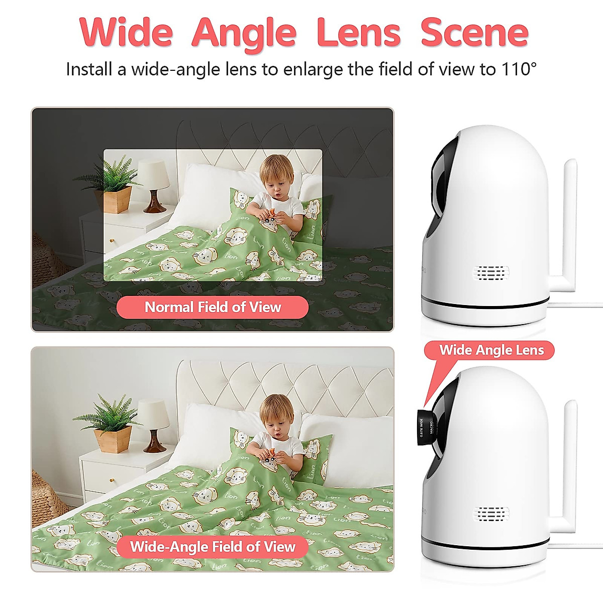 Itomoro Baby Monitor with 2 Cameras, 5" HD Split-Screen Video Baby Monitor Camera with Remote PTZ, 110° Wide Angle Lens, 2-Way Talk, 4X Zoom, Night Vision, 1000ft Range, 22h Battery Life, Lullabies