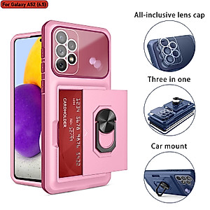 ymxdmd Wallet Case for Samsung Galaxy A52(5G) 6.5 Inch, Credit Card Business Card Slot Sliding Door Hides Portable Design, Double Layer Hybrid Military Grade Rugged Shock Resistant Drop Case (Black)