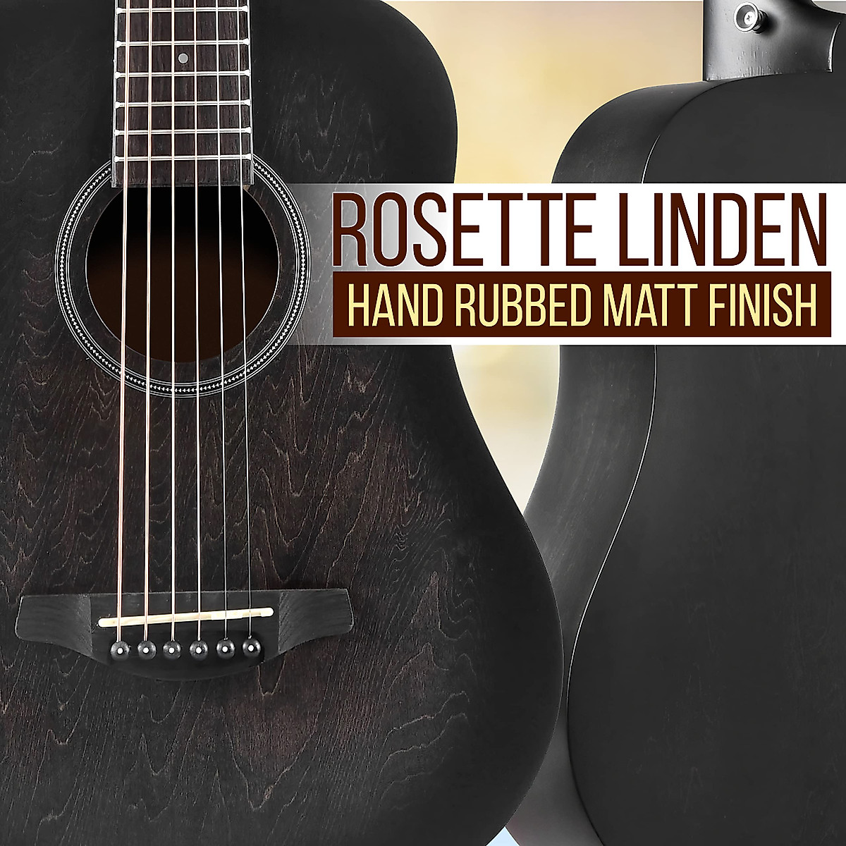 Pyle Acoustic Guitar Kit, 1/2 Junior Size All Wood Steel String Instrument for Beginner Kids, Adults, 34" Black Matte