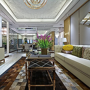 Artificial Flowers 4pcs Faux Plastic Plants Shrubs Simulation Greenery for Wedding Garden Farmhouse Outdoor Decor (4 Bunches Red)