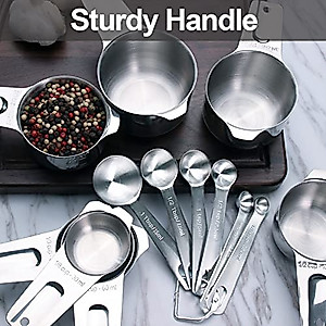 20PCS Measuring Cups and Measuring Spoons Set, Food-Grade Stainless Steel Measure Cup Set for Cooking Baking Measurement, Including 7 Cups, 9 Spoons, Level, Magnetic Chart, Stackable Measuring Set