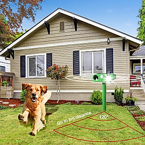 Qualirey 4 Pcs Ultrasonic Animal Repellent Solar Animal Repeller Outdoor Waterproof Deterrent Scarer with Motion Sensor for Squirrel Raccoon Skunk Rabbit Rats Deer Bird