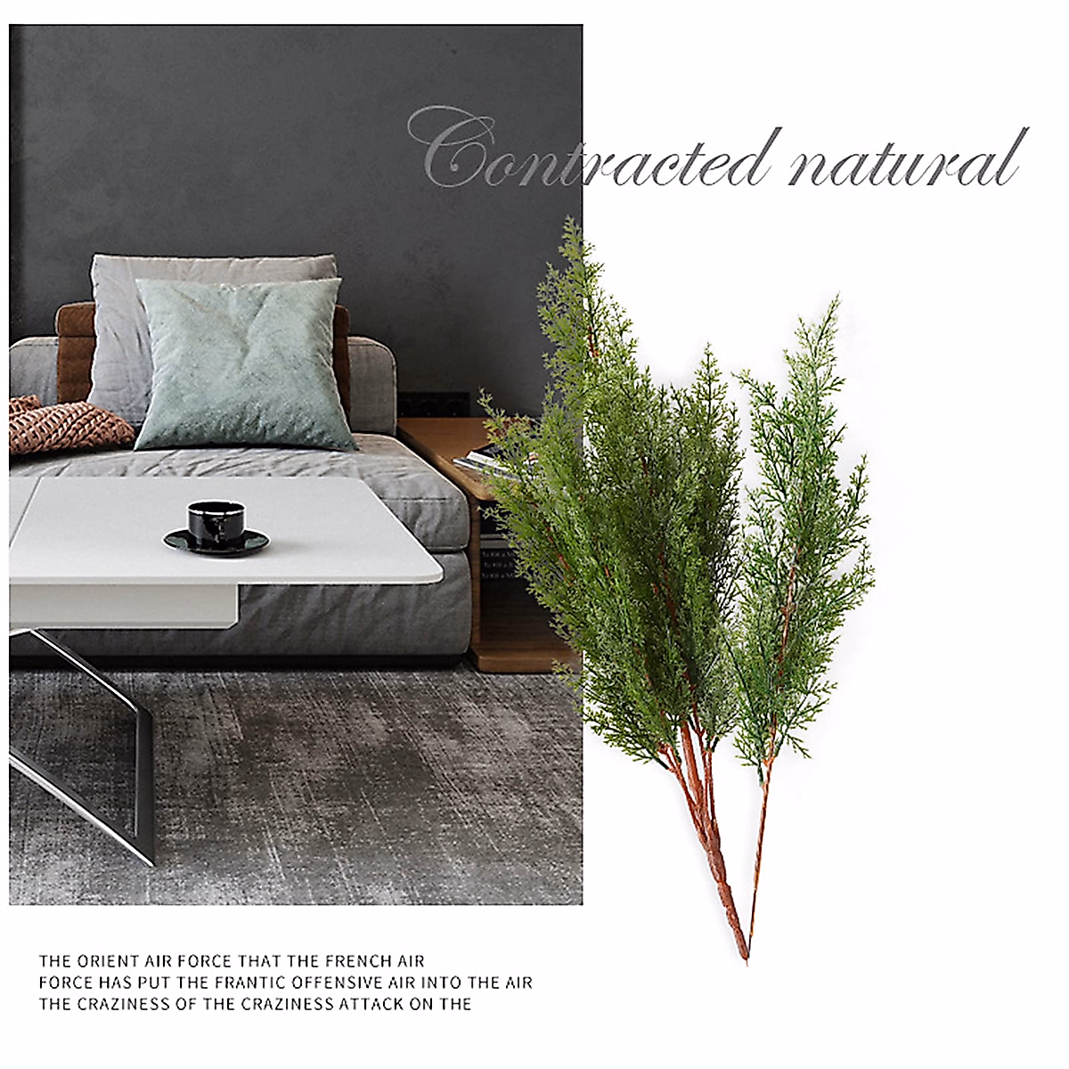 INIFLM 10Pcs Artificial Cypress Branches,16.5in Faux Long Stem Cedar Sprigs Fake Greenery Pine Picks for DIY Garland Wreath Christmas Embellishing and Home Garden Decoration, Green